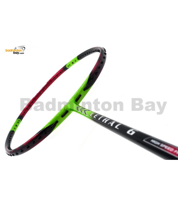 ~Out of stock Apacs Lethal 6 Red Green Badminton Racket (5U)