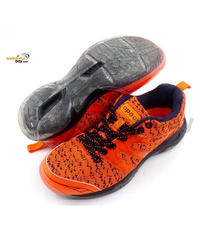 Apacs Cushion Power 072 Orange Badminton Shoes With Transparent Outsole ...