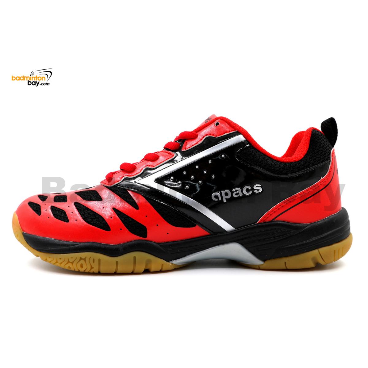 Apacs Cushion Power 081 Red Black Badminton Shoes With Improved Cushioning