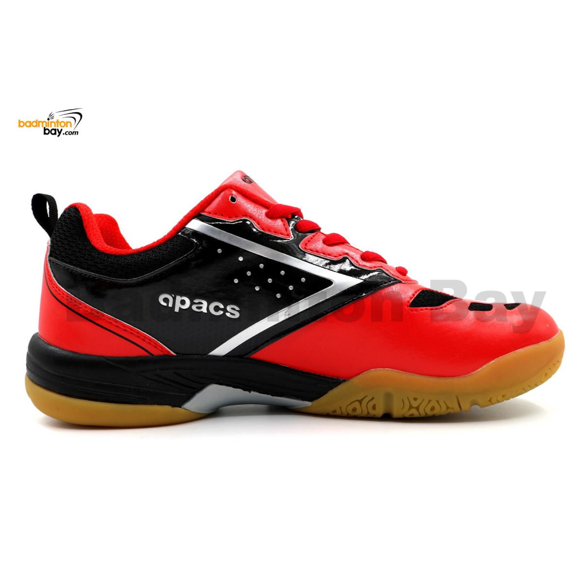 Apacs Cushion Power 081 Red Black Badminton Shoes With Improved Cushioning