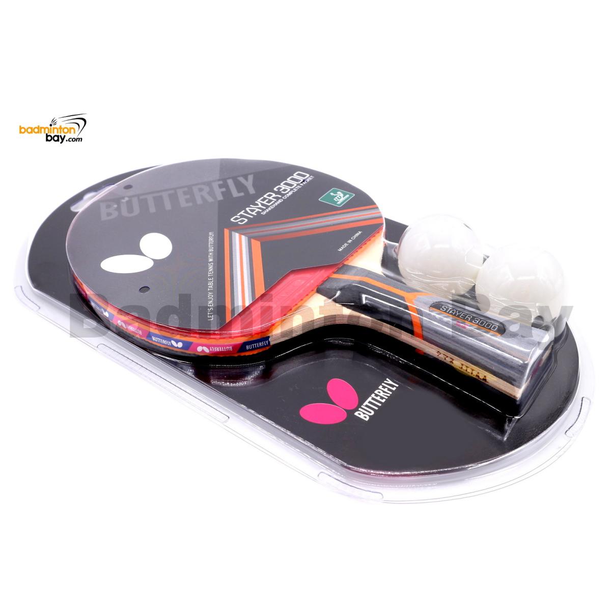 Butterfly Stayer 3000 Shakehand FL Table Tennis Racket with Rubber and ...